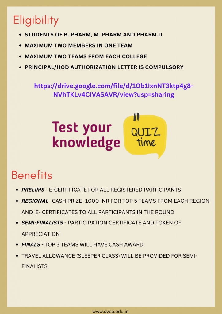 Quiz Medha – SHRI VISHNU COLLEGE OF PHARMACY